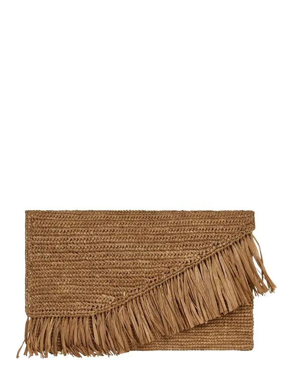 Vitamin A® Paloma Raffia Clutch - Caramel