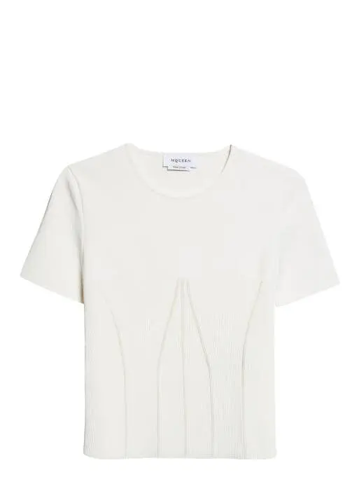 Alexander McQueen Ribbed T-shirt - Ivory