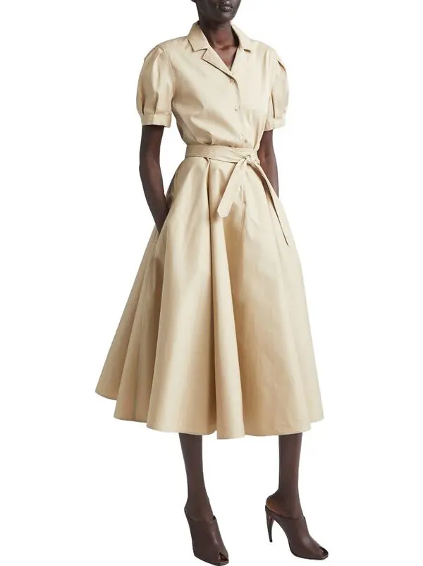 Alexander McQueen Belted Cotton Shirtdress - Uniform Beige