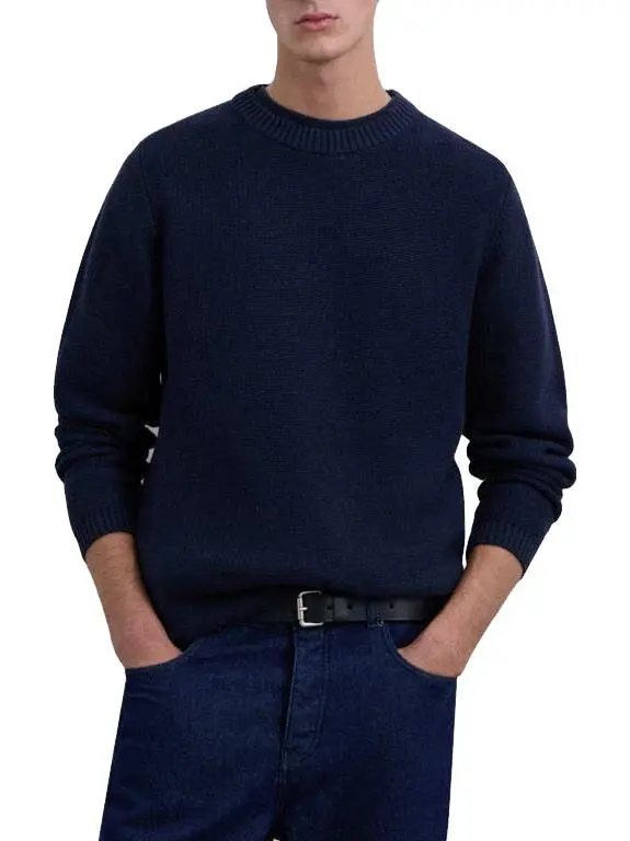 SCALPERS Structure Tricot Knit Sweater - Navy