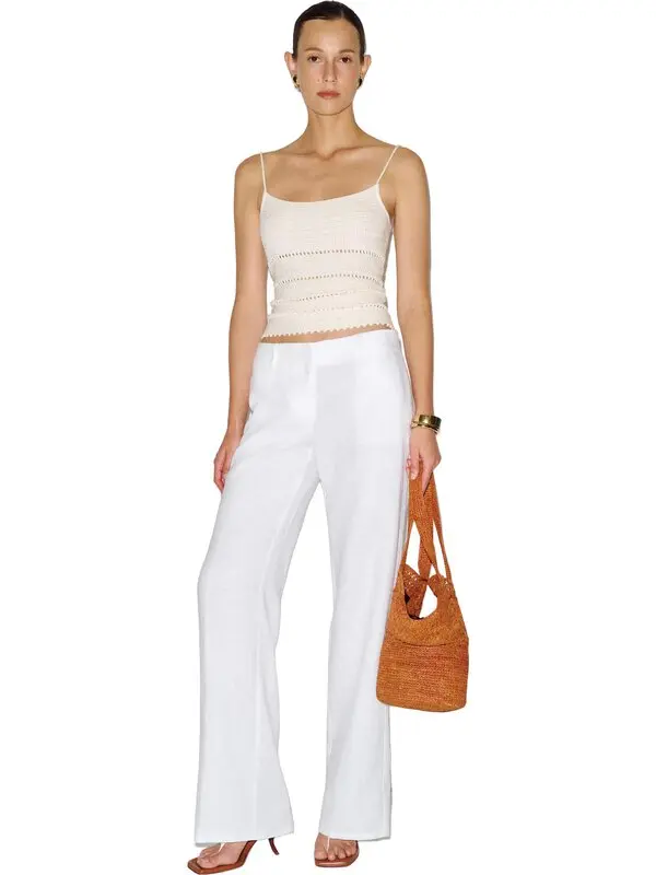 REFORMATION Gisele Low Rise Linen Pant - Ivory