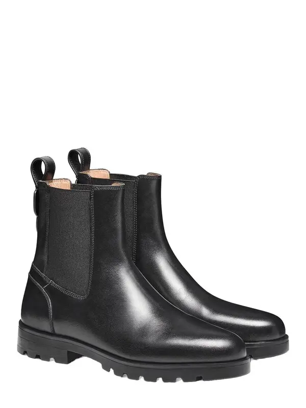 Santoni Leather Chelsea Boot - Black