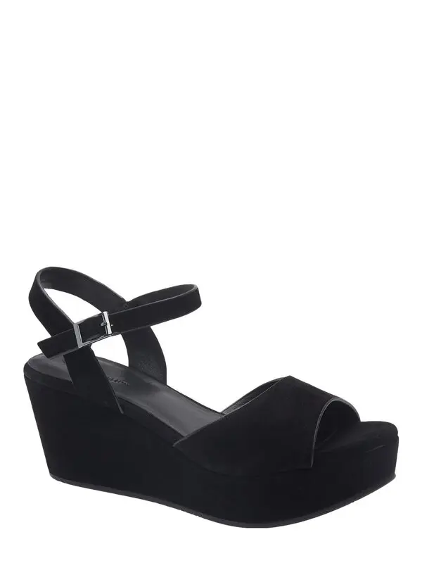 CHOCOLAT BLU Winka Platform Wedge Sandal - Black Suede