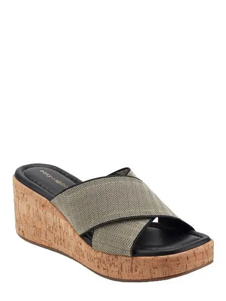 Easy Spirit Fawn Wedge Slide Sandal Wide Width - Blk01
