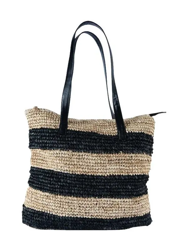 JELAVU Doris Raffia Tote - Natural/black