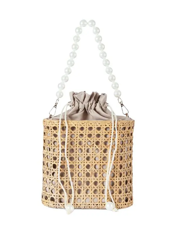 JELAVU Amalfee Rattan Shoulder Bag - Natural/pearl