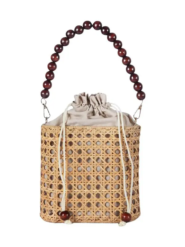 JELAVU Amalfee Rattan Shoulder Bag - Natural/wood Bead