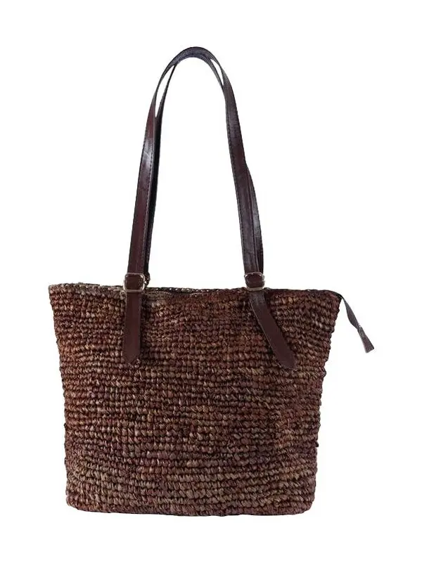 JELAVU Carmela Raffia Tote - Chocolate