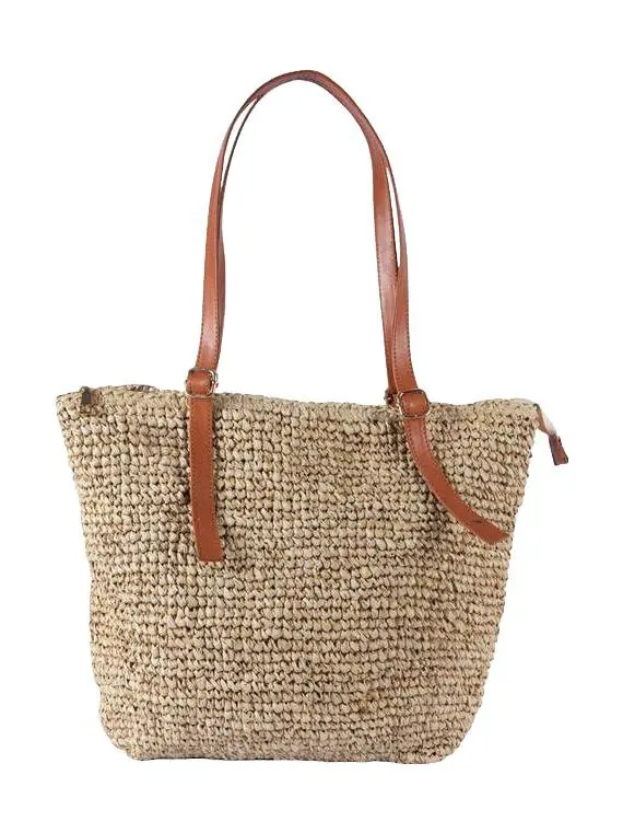 JELAVU Carmela Raffia Tote - Tan