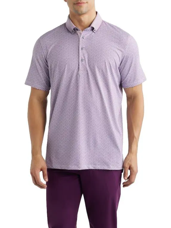 Greyson Guardian Geo Print Performance Button-down Golf Polo - Fig