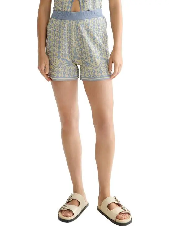 Scotch & Soda Jacquard Knit Shorts - Cactus Stripe Placed Raffia