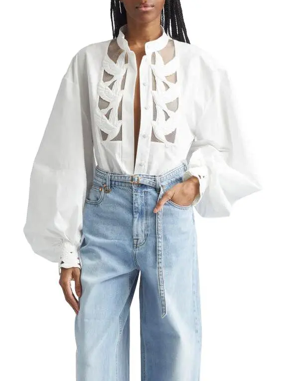 Zimmermann Kindred Spirit Luna Appliqué Button-up Shirt - Ivory