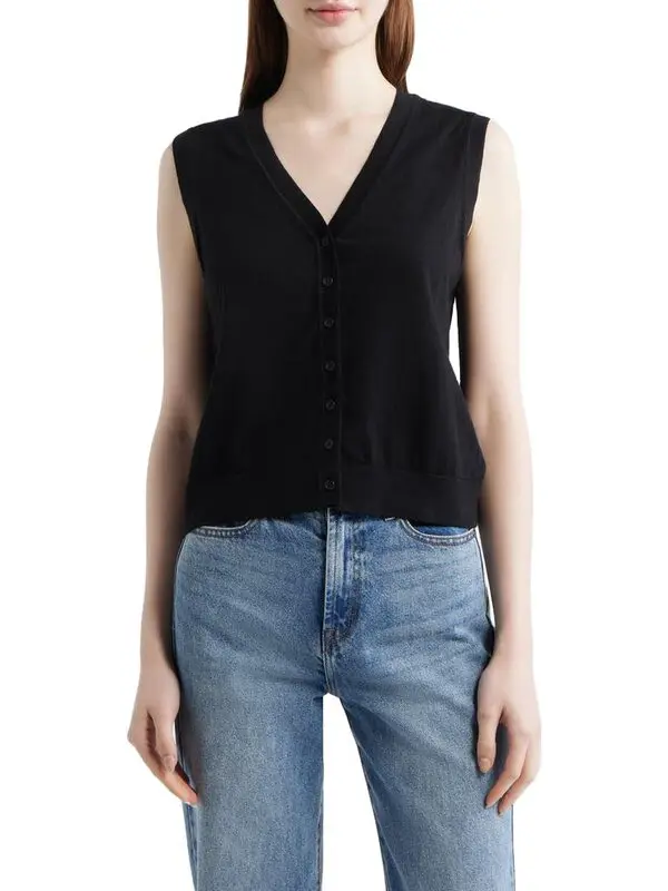 MAVI Cotton Tricot Sweater Vest - Black