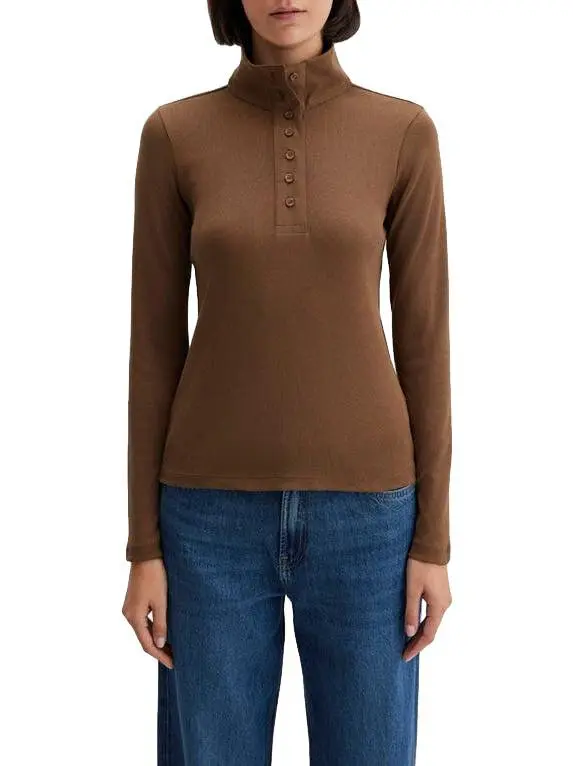 MAVI Long Sleeve Cotton Jersey Top - Teak