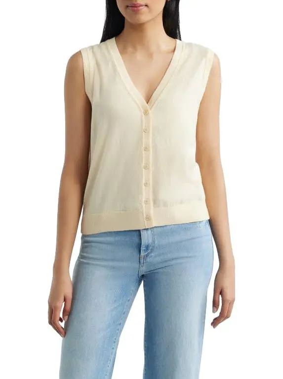 MAVI Button-front Cotton Sweater Vest - Vanilla