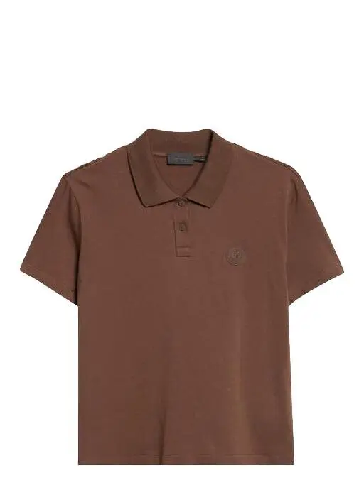 Moncler Pleated Back Mixed Media Polo - Neutral