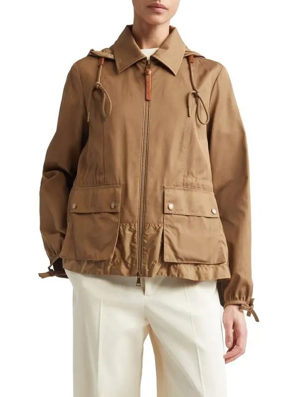 Moncler Adenium Hooded Gabardine & Taffeta Jacket - Open Beige