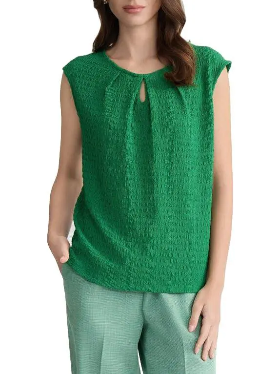 KASPER Crinkled Knit Top - Lush Green