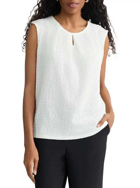 KASPER Crinkled Knit Top - Vanilla Ice