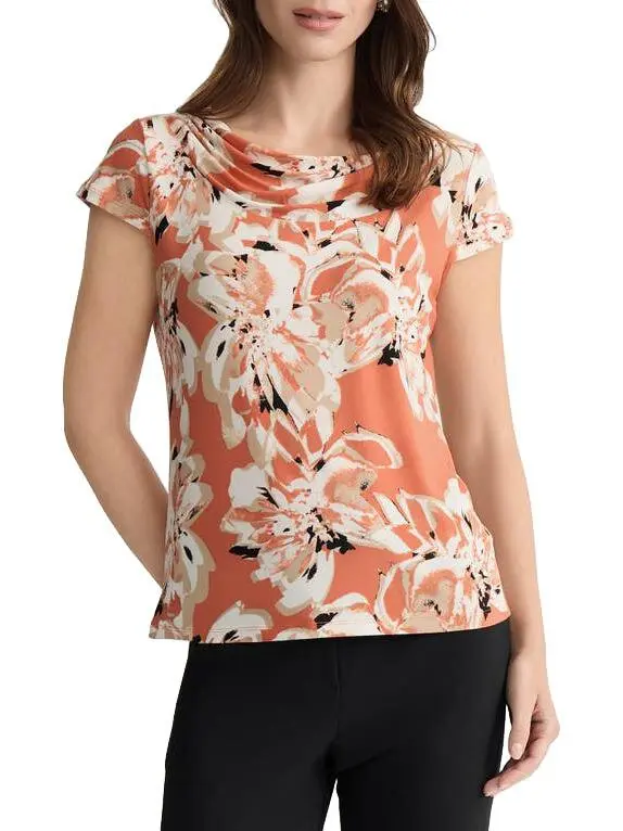 KASPER Floral Cowl Neck Top - Mandarin Multi