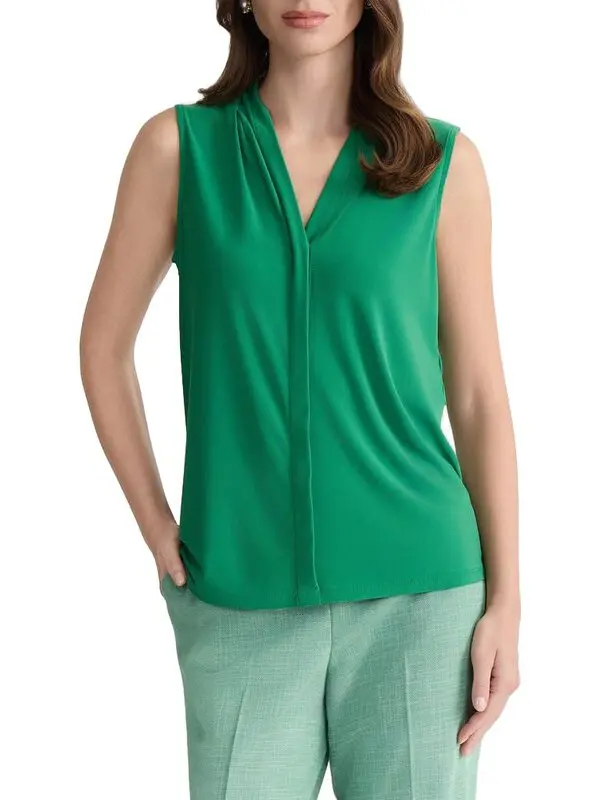 KASPER Pleated Sleeveless Top - Lush Green