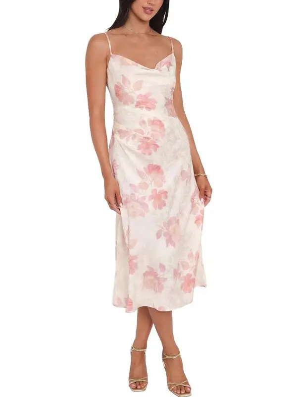 PETAL & PUP Floral Satin Midi Dress - Pink Floral