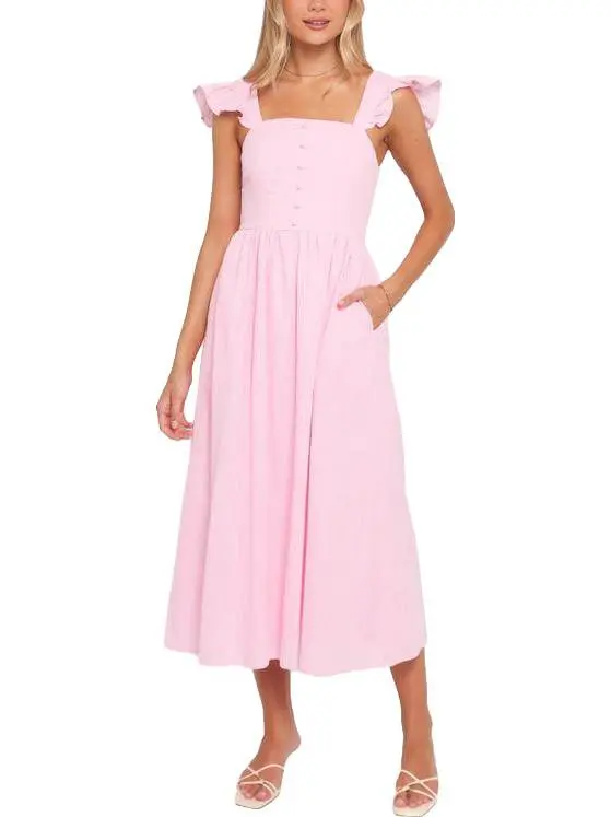 PETAL & PUP Tiarne Fit & Flare Midi Dress - Pink