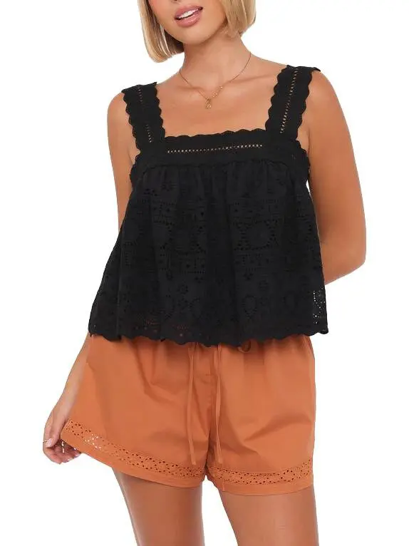 PETAL & PUP Aideen Sleeveless Eyelet Top - Black