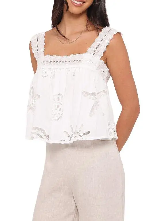 PETAL & PUP Aideen Sleeveless Eyelet Top - White