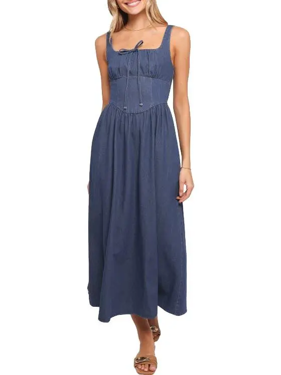 PETAL & PUP Kinslee Sleeveless Midi Dress - Denim