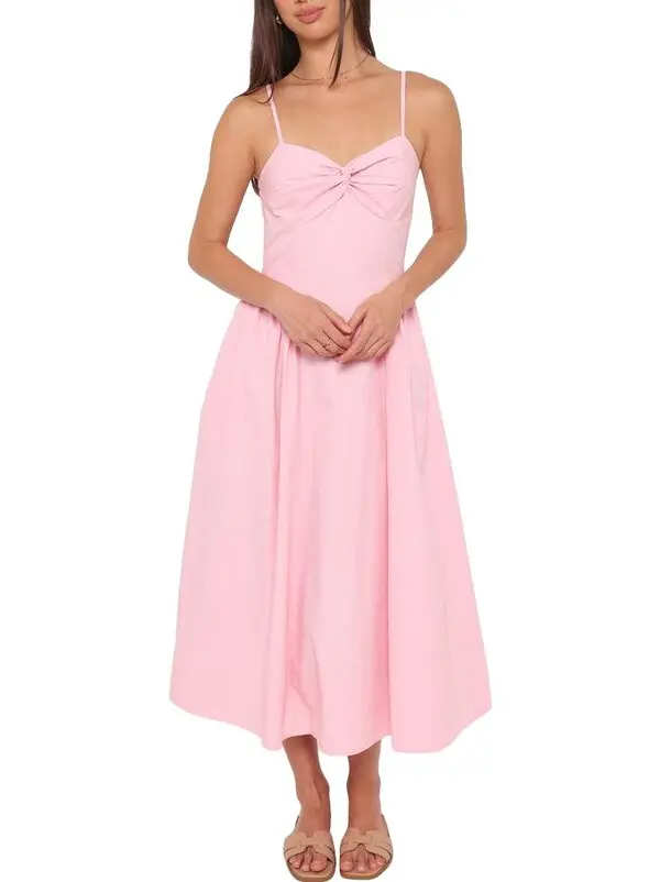 PETAL & PUP Open Back Cotton Midi Dress - Pink