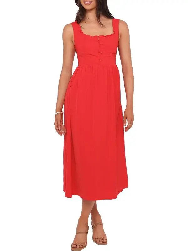 PETAL & PUP Melrose Sleeveless Midi Dress - Red
