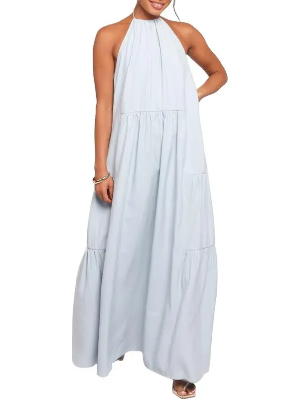 PETAL & PUP Halter Maxi Dress - Blue