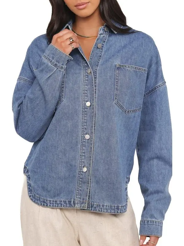 PETAL & PUP Cornelia Denim Button-up Shirt - Blue