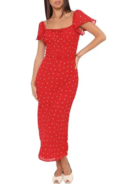 PETAL & PUP Polka Dot Midi Dress - Red Polka Dot