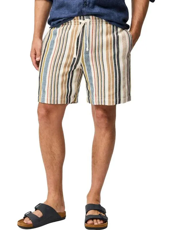 Rodd & Gunn Gifford Stripe Cotton Blend Drawstring Shorts - Kelp