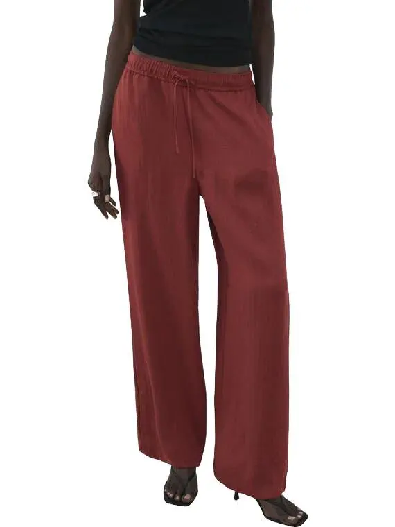 Mango High Waist Palazzo Pants - Red
