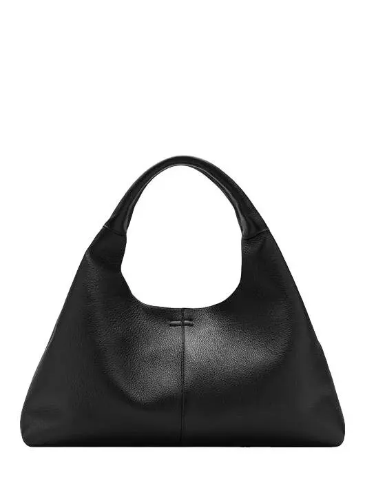 Mango Slouchy Leather Shoulder Bag - Black