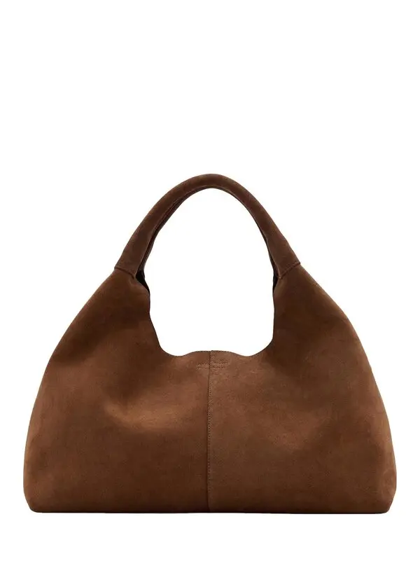 Mango Slouchy Leather Shoulder Bag - Brown