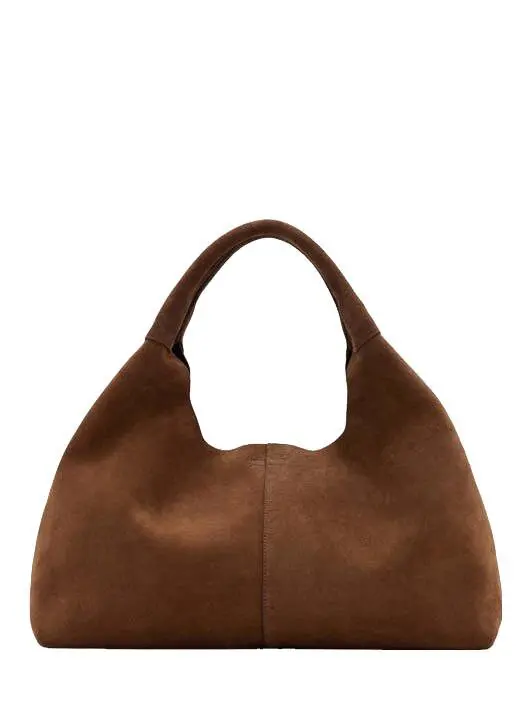 Mango Slouchy Leather Shoulder Bag - Brown