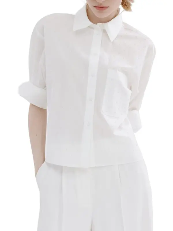 Mango Embellished Button-up Shirt - Off White