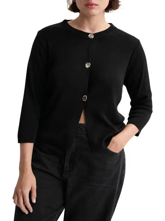 Mango Front Button Cardigan - Black