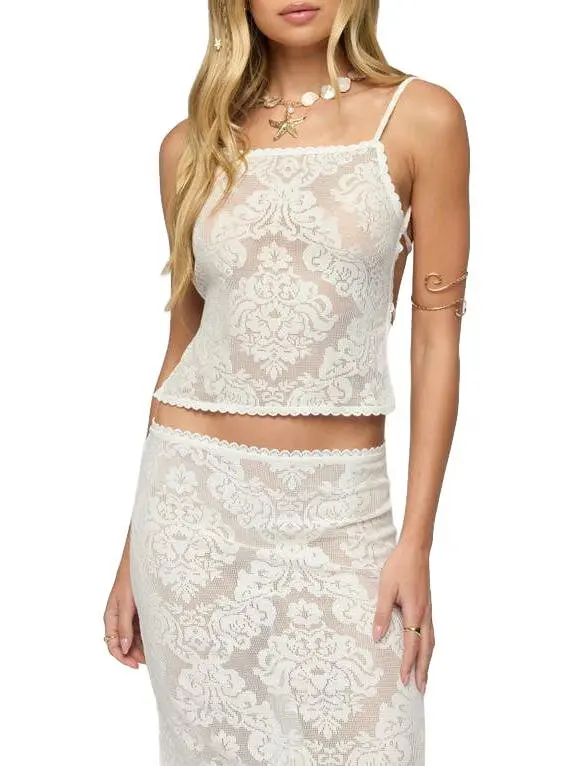 EDIKTED Open Back Lace Camisole - Cream