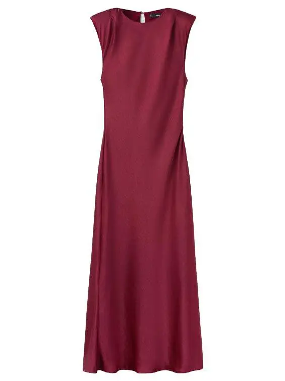 Mango Sleeveless Satin Maxi Dress - Cherry