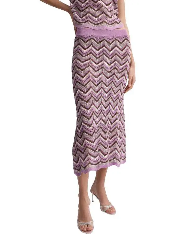 Mango Flare Open Stitch Midi Skirt - Purple