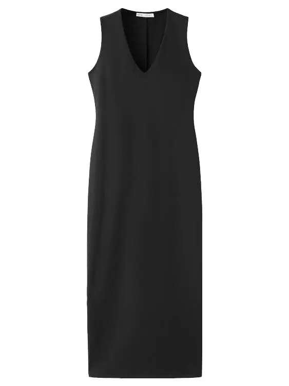 Mango Sleeveless V-neck Sheath Dress - Black