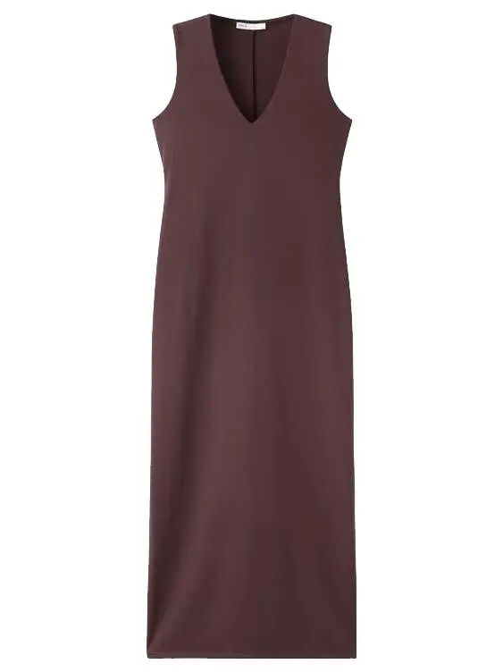 Mango Sleeveless V-neck Sheath Dress - Burgundy