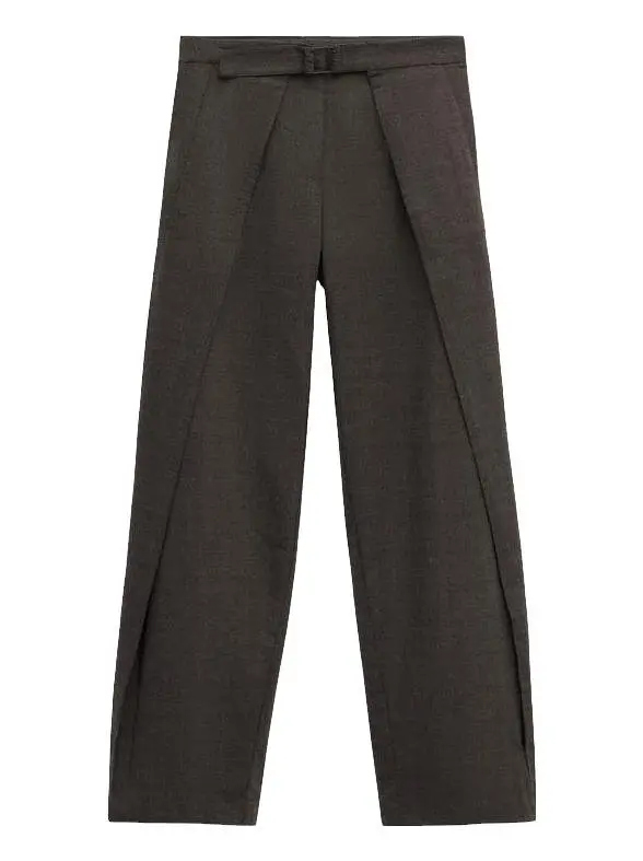 Mango Belted Pleated Trousers - Brown