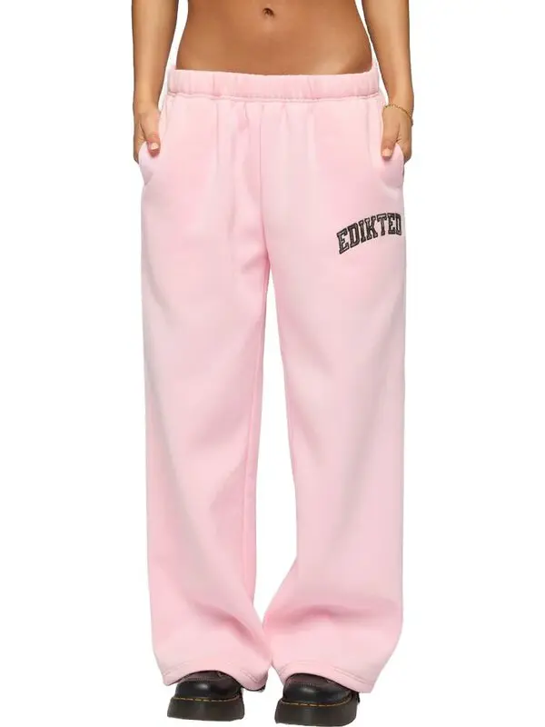 EDIKTED Camo Logo Wide Leg Sweatpants - Light-pink