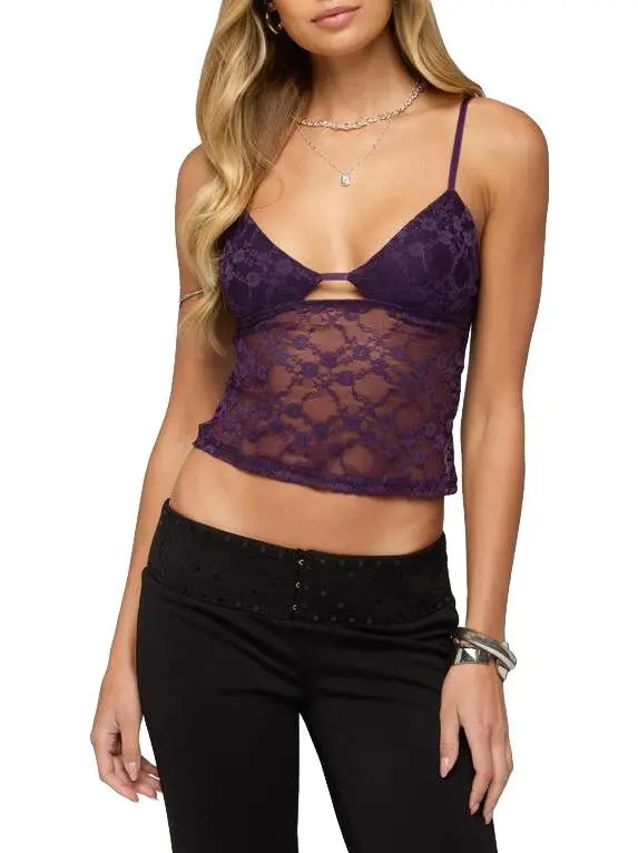 EDIKTED Lace Cutout Camisole - Purple